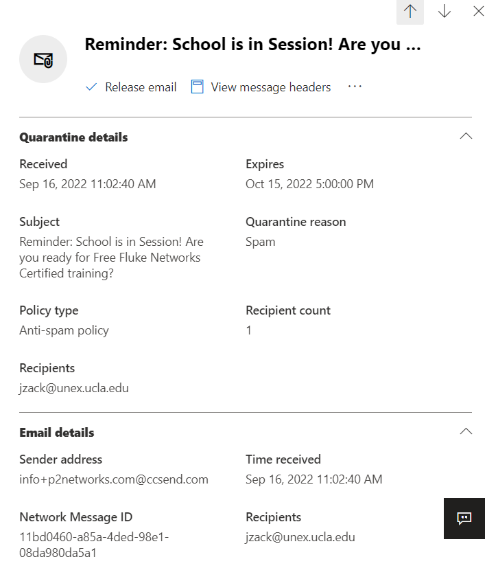 Find and Release Quarantined Messages in o365 – UCLA Extension